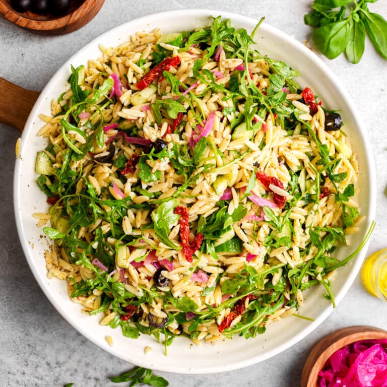 The Best Easy Vegan Orzo Pasta Salad - The All Natural Vegan